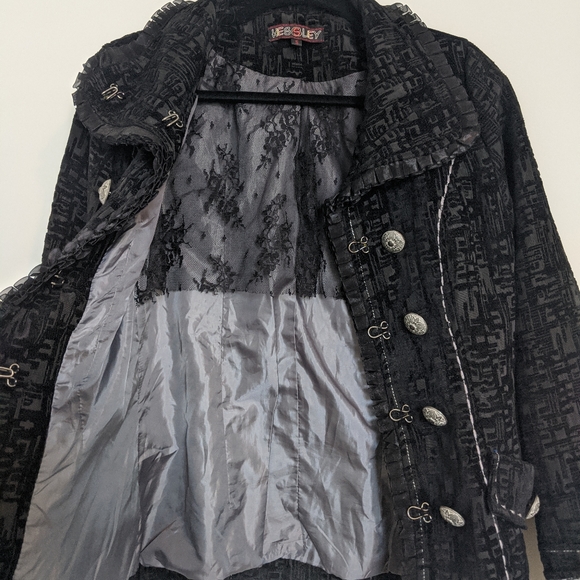 Kessley | Jackets & Coats | Kessley Textured Lace Edges Black Jacket ...